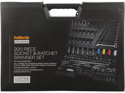 Halfords Advanced 200 Piece Chrome Socket set | Brand New Lifetime ...