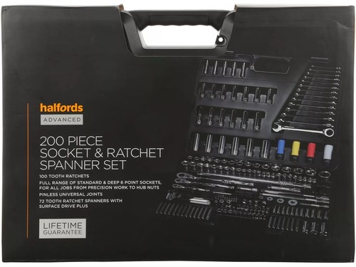 Halfords Advanced 200 Piece Chrome Socket set | Brand New Lifetime ...