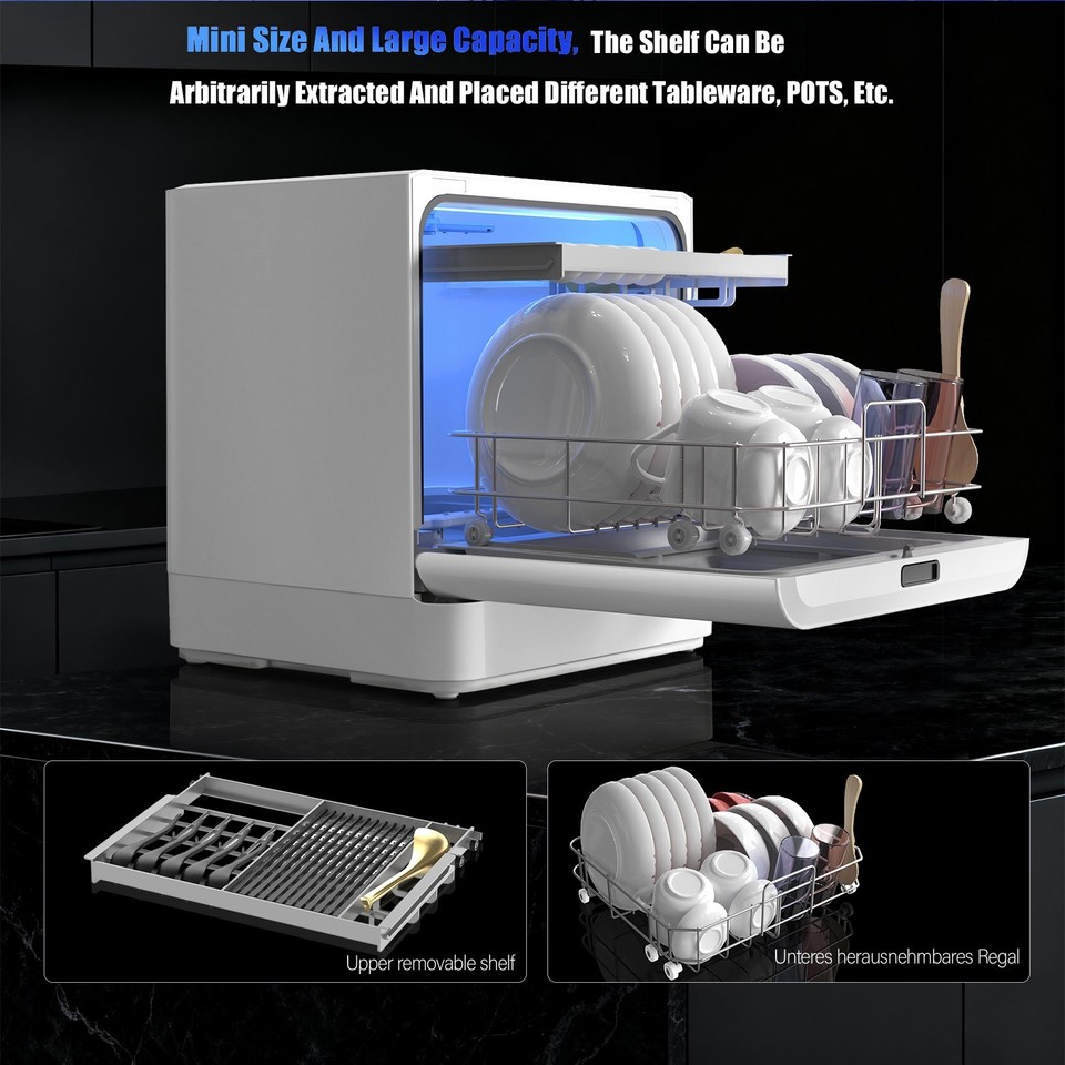 Mini Table top Dishwasher Small Portable Fully Automatic 4Programs ...