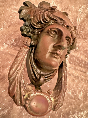 Large Antique Dionysus Door Knocker Bronze Roman God 7.25" 5.25" inches ...