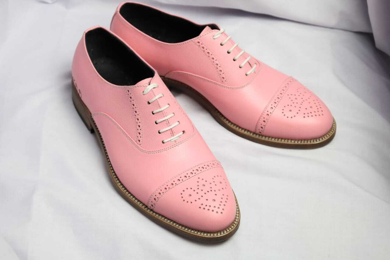 Handmade Men Pink Oxford shoes, Men Pink leather dress shoes, Party ...