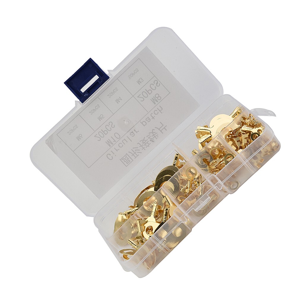 150X Brass Ring Cable Lugs Ring Copper Crimp Connector Wire Terminal ...