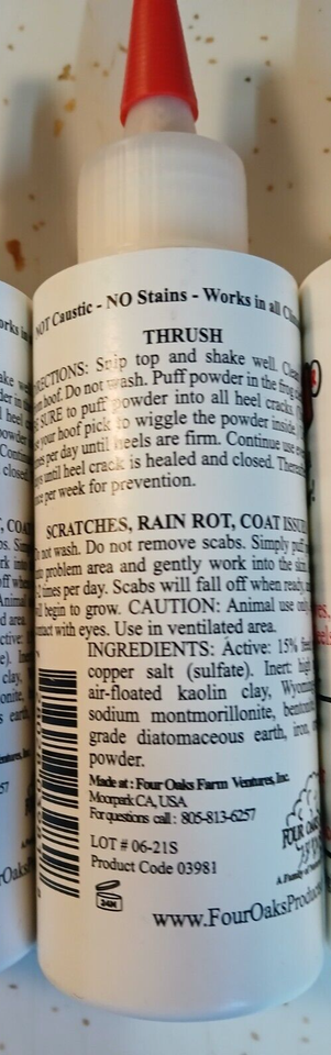 No Thrush 2.5oz Aid Equinine Thrush Rain Rot Scratches coat Fungus All ...