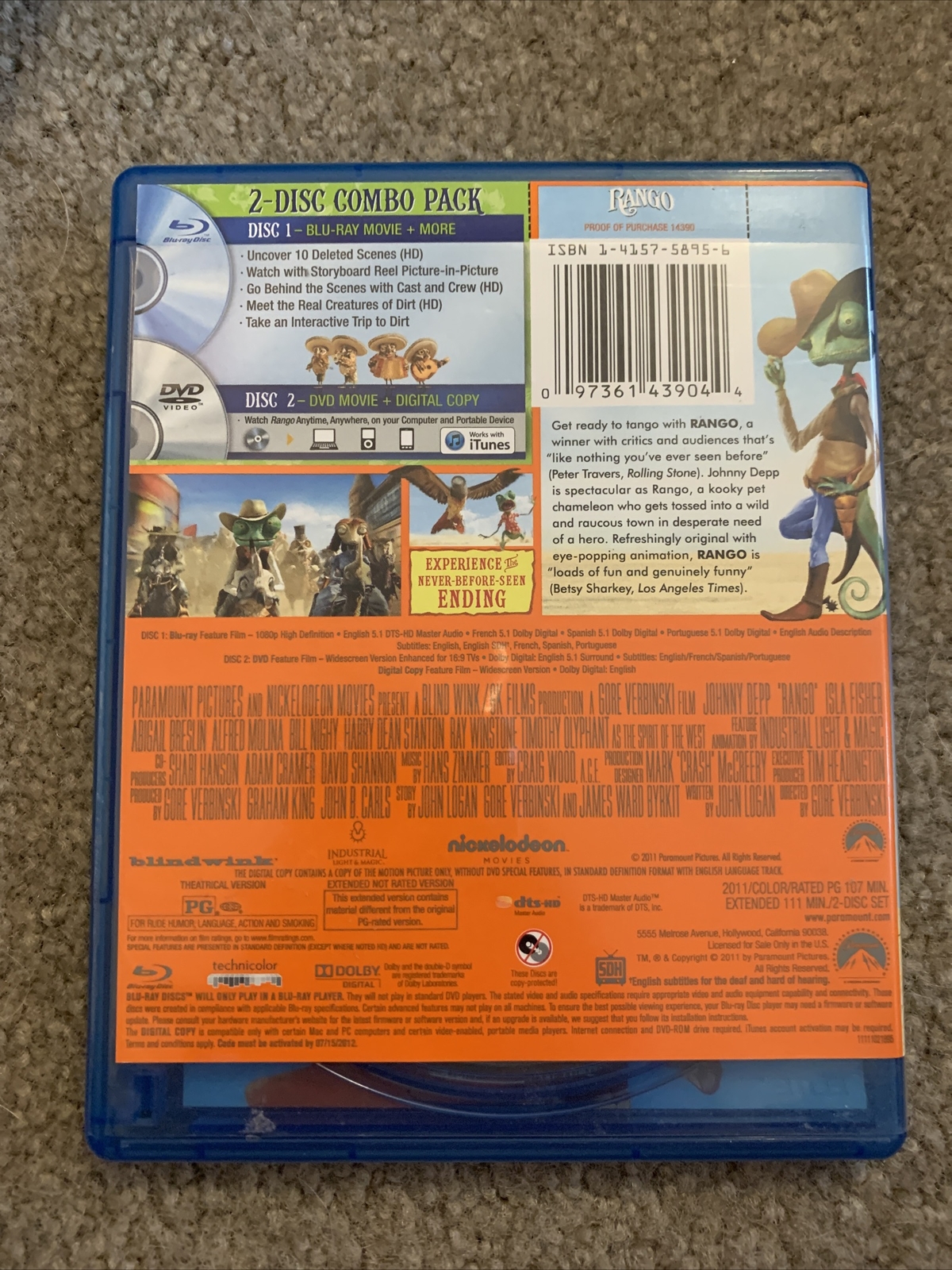 Rango (Blu-ray/DVD, 2011, 2-Disc Set, ) BR 97361439044 | eBay