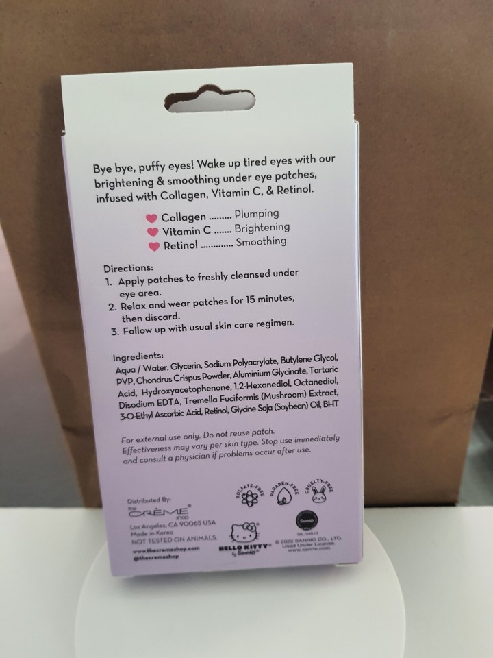 THE CRÈME SHOP x HELLO KITTY Bye Bye Puffy Eyes Eye Patches Masks 0.12 ...