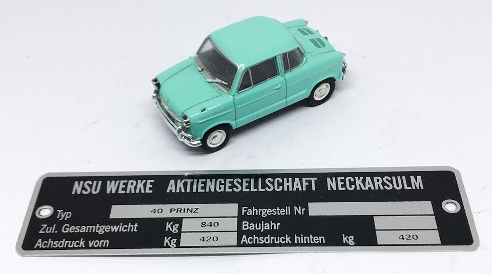NSU PRINZ - BODY IDENTIFICATION PLATE | eBay