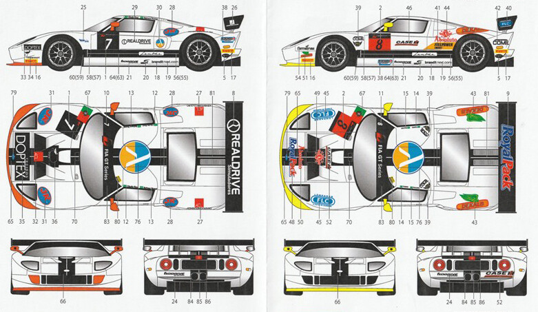 #7- #8 Ford GT FIA-GT 2013 1/24th - 1/25th Scale Waterslide Decals | eBay