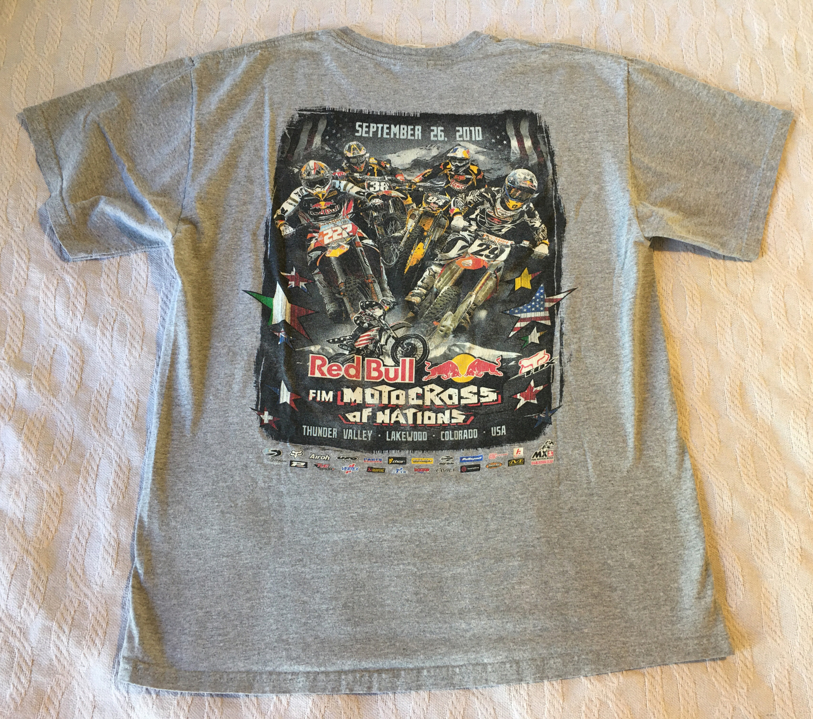 Large Gray Red Bull Motocross of Nations Graphic Tee,… - Gem