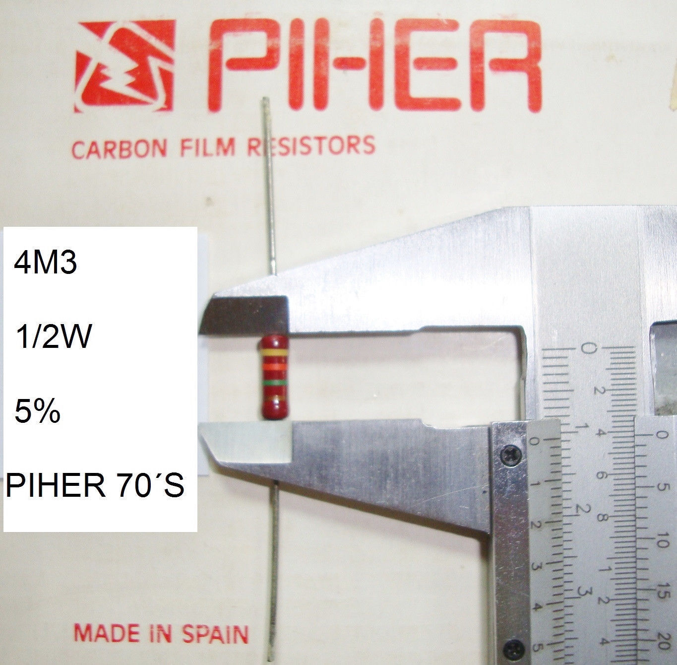 VINTAGE PIHER RESISTOR. 1/2W 4M3 5% *1 PC* NEW ORIGINAL 1970´S + | eBay
