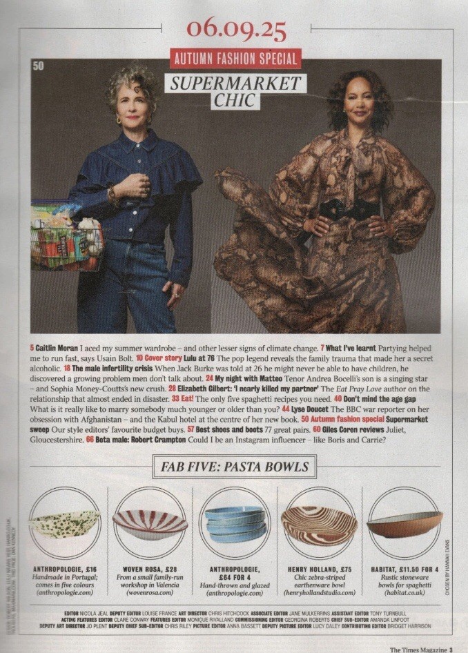 TIMES MAGAZINE LULU COVER NEW 6th SEPT 2025 GILBERT BOCELLI BOLT ...