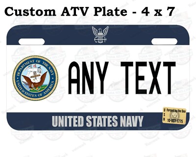 US NAVY US MILITARY PERSONALIZED CUSTOM LICENSE PLATE METAL TAG FOR ATV ...