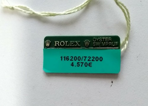 Vintage Rolex Green Hang Tag Datejust 116200 Oyster Swimpruf Showcase ...