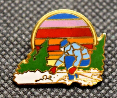 Skier Rainbow Sun Ski Pin | eBay