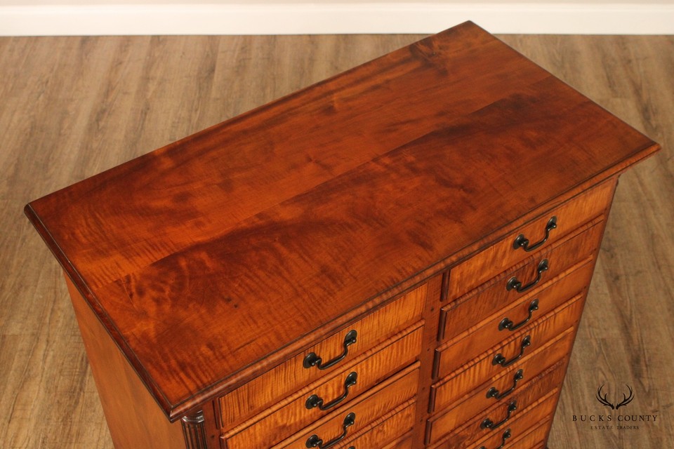 Gregg Perry Tiger Chippendale Style Maple Tall Chest | eBay