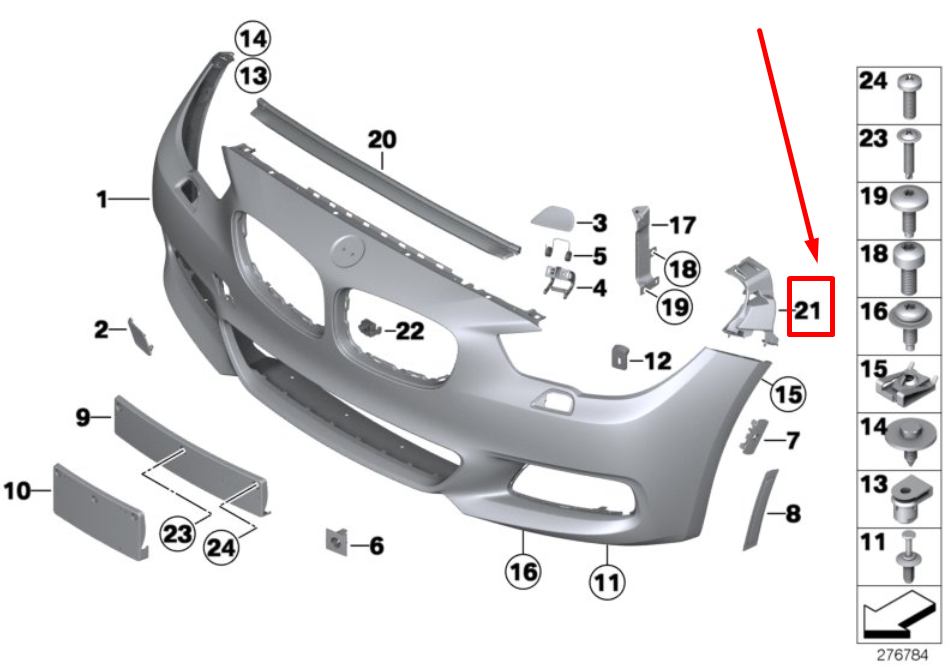 BMW 5 F07 Front Left Bumper Grille Spacer 51647203827 7203827 NEW ...