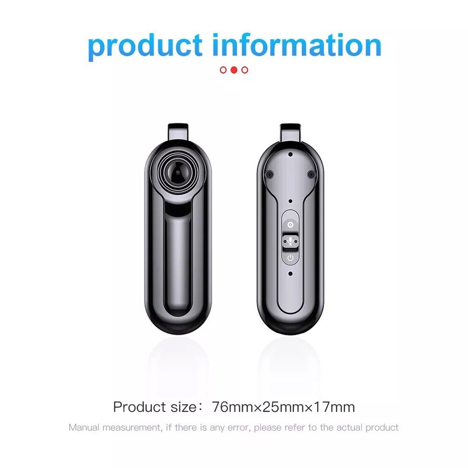 Mini 1080P HD Wearable Camera Necklace Video Voice Recorder for Outdoor ...