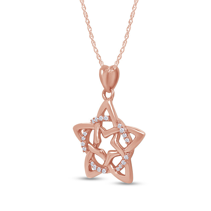 1/5ct Natural Diamond Pentacle Celtic Knot Star pendant Necklace 14k ...