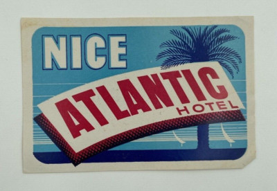 Original Rare Vintage Luggage Label / Sticker Nice Atlantic Hotel | eBay