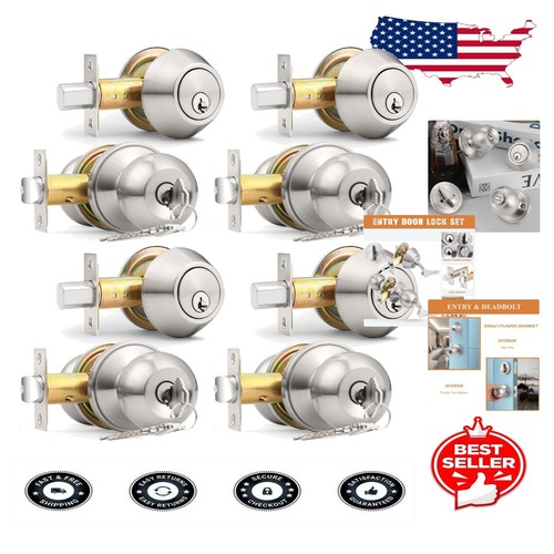 Durable Entry Knob & Deadbolt Set in Brushed Nickel - Effortless ...