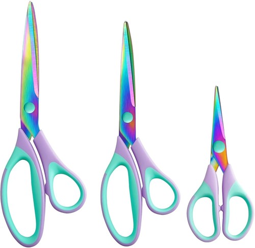 3PCS Purple Craft Scissors, Sharp Tailor,Multi-Purpose Titanium Blade ...