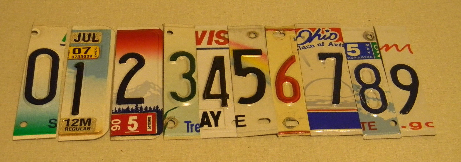 Lot of 10 license plate cut up numbers 0-9 for art and craft projects ...