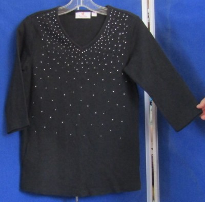 EUC Beautiful QUACKER FACTORY Wear It With a Smile KNIT TOP Black w ...