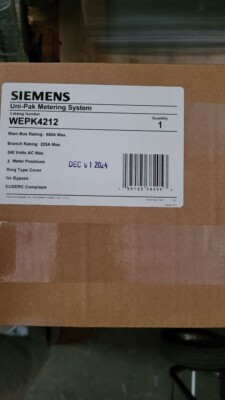 Siemens WEPK4212 400A 2G 1PH 225A 4J Ring Type EUSERC meet new code | eBay
