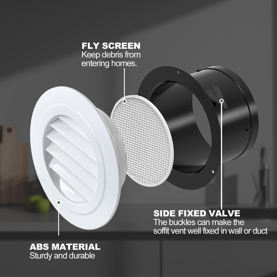 6'' Soffit Vent Exhaust Vent, 6 Inch Round Air Dryer Vent Louver with ...