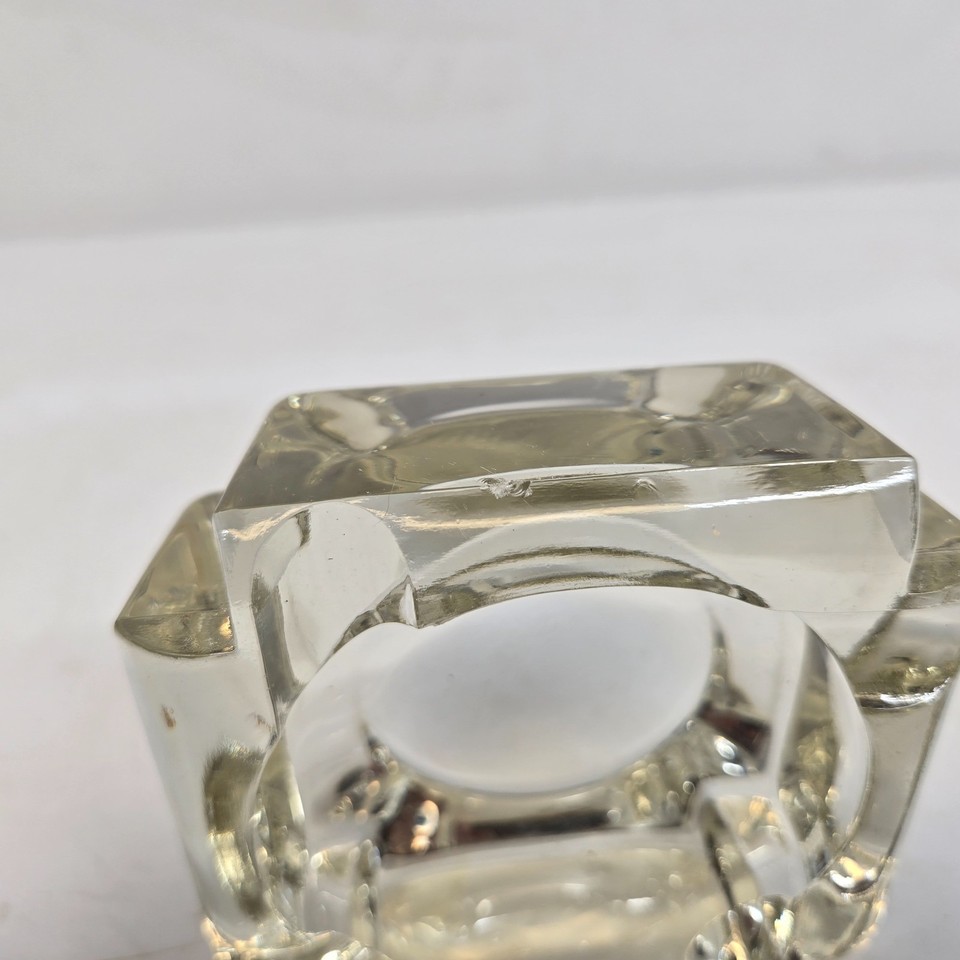 Art Deco Clear Glass Heavy Ashtray Square MCM Vintage Tiny Chip | eBay