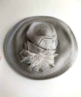 Tuscany Women's Wide bream Hat with Bow and Feathers One Size | eBay