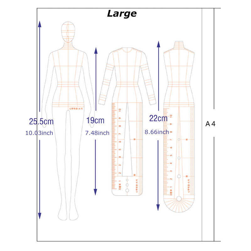 Fashion Drawing Template Ruler Set Sewing Humanoid Patterns Design Draw ...
