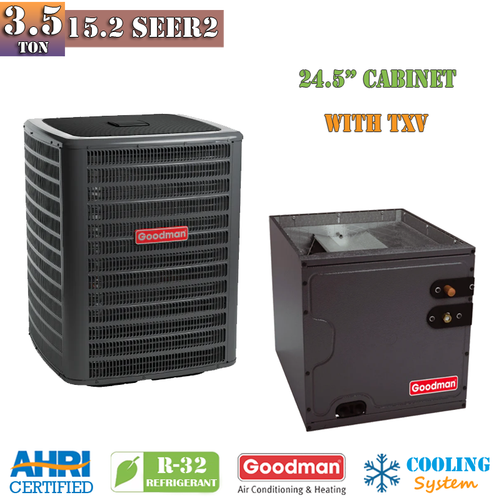 R32 Goodman 3.5 Ton Split Air Conditioner & Coil System 15.2 SEER2 24.5 ...