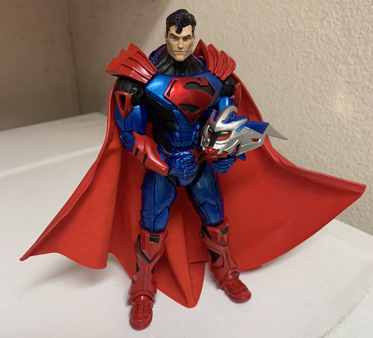 Custom SUPERMAN Unchained Armor Mcfarlane Red Leather Wired Cape NOT ...
