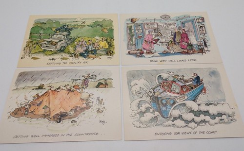 4 Comic Postcards Great Britain Vintage Vacation Dixon unused R Besley ...