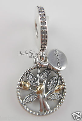 FAMILY HERITAGE Genuine PANDORA Silver/14K GOLD Tree DANGLE Charm ...