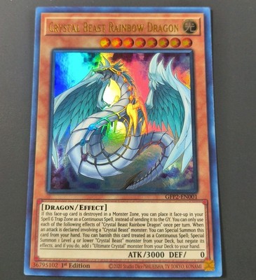 Yu-Gi-Oh! Crystal Beast Rainbow Dragon Ultra Rare 1st Edition GFP2 ...