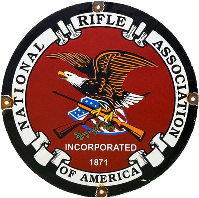 VINTAGE NRA PORCELAIN SIGN NATIONAL RIFLE ASSOCIATION GUN AK 47 9MM ...