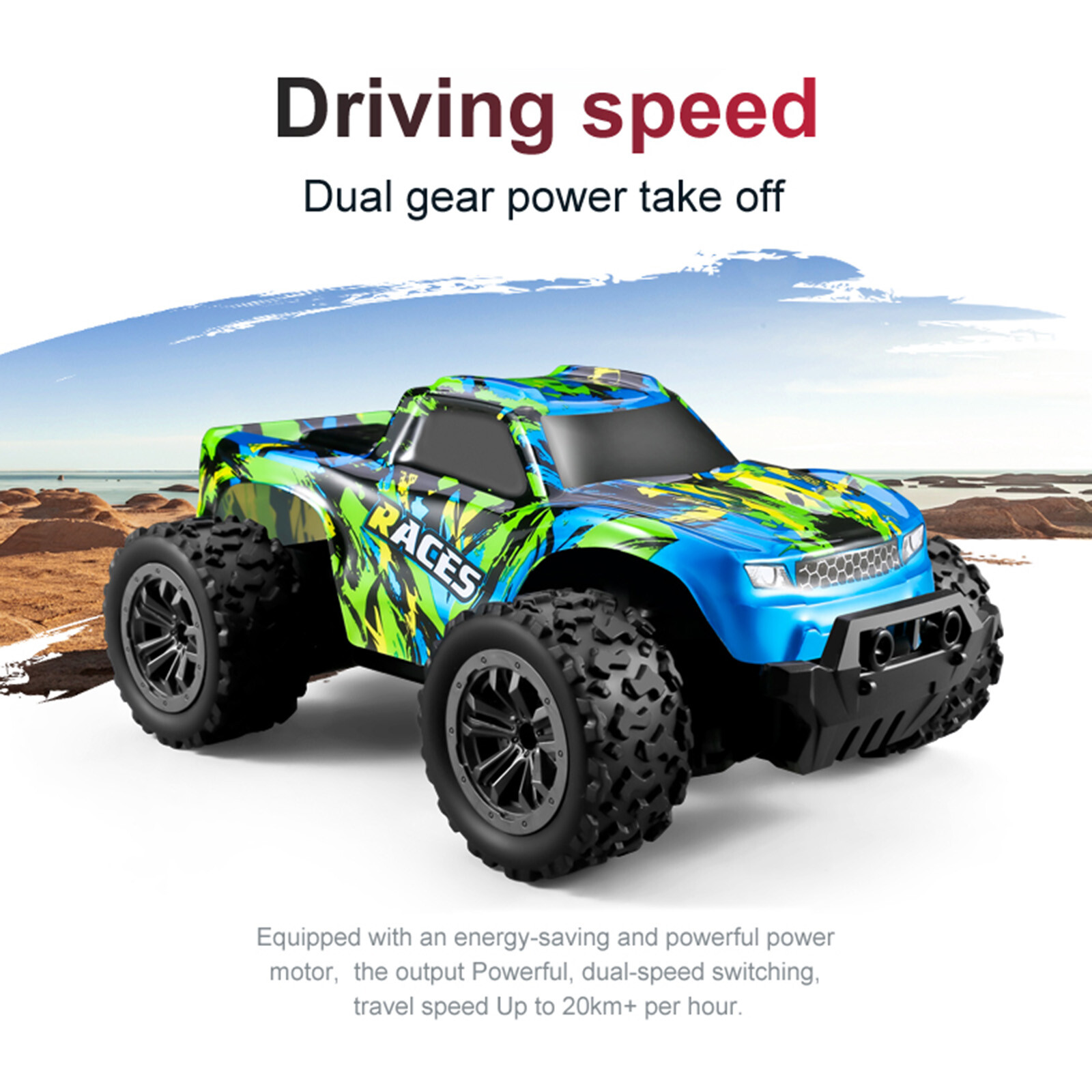 4WD 1/20 Scale RC Buggy Car 20km/h 2.4GHz RC Monster Truck w/ 33 Minute ...