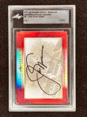 Jack Nicklaus Annika Sorenstam 2015 Leaf Masterpiece Cut Signature card ...