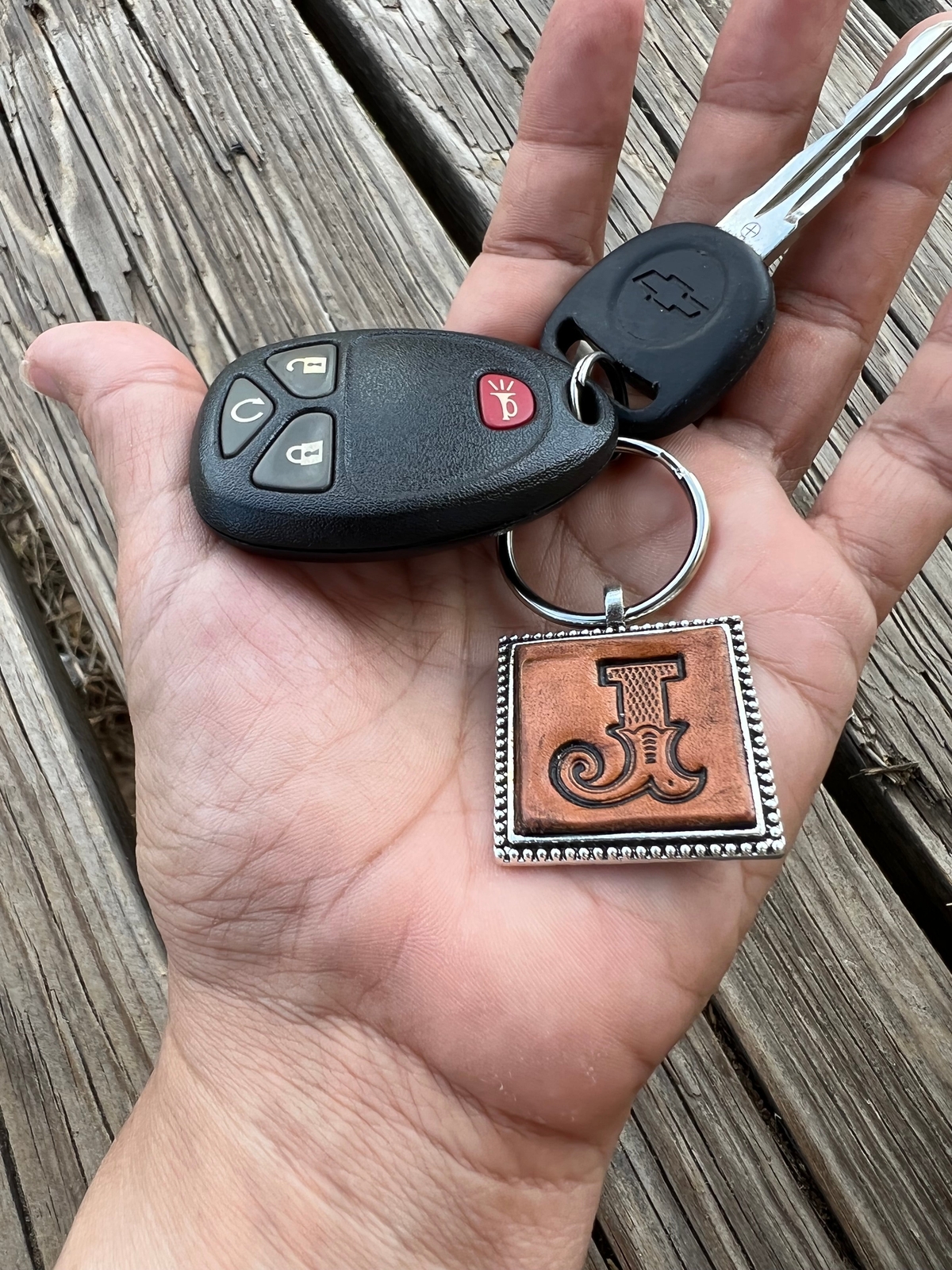 Leather Initial J Keychain | eBay