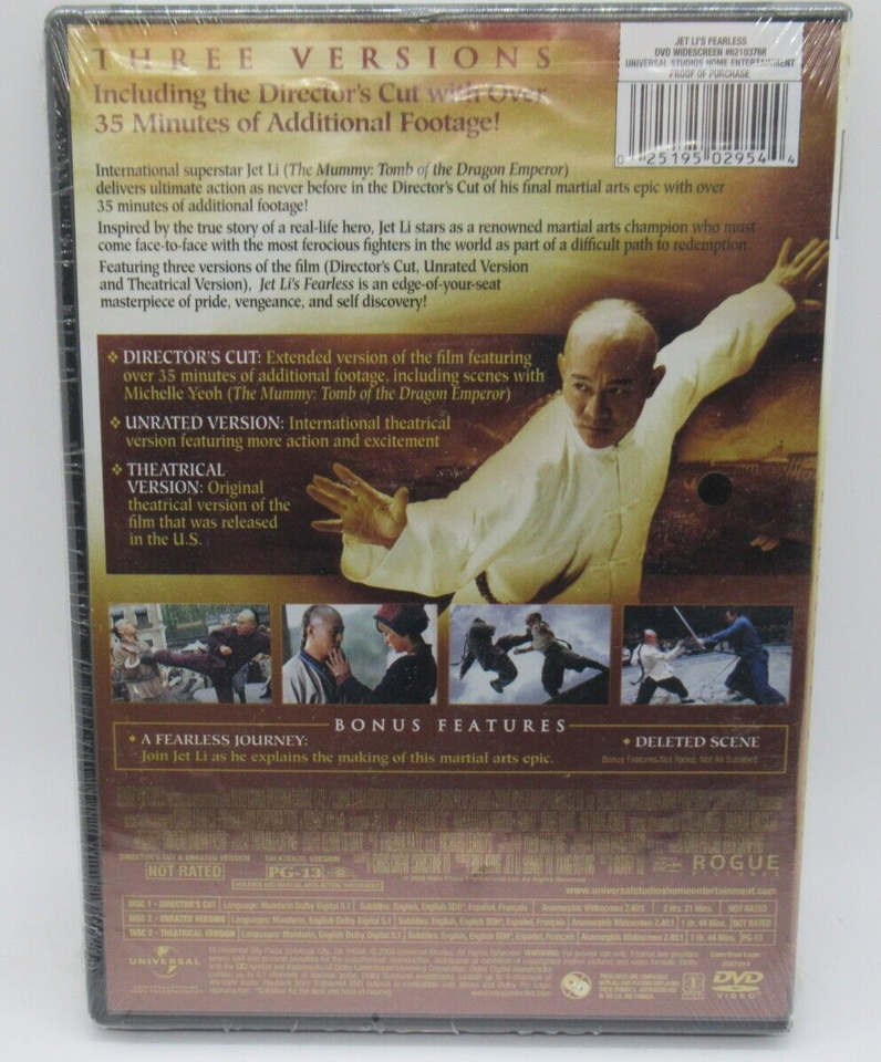 FEARLESS - DIRECTOR'S CUT / UNRATED / THEATRICAL 2-DISC DVD MOVIE, JET ...