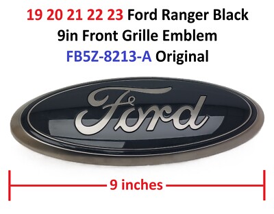 19 20 21 22 23 Ford Ranger Black 9in Front Grille Emblem FB5Z-8213-A ...