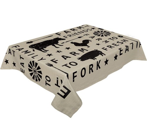 Farm Animal Rectangle Tablecloth Farm to Fork Cow Pig Chicken - 54" x ...