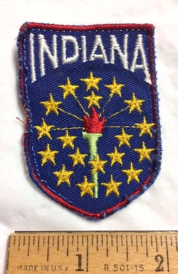 Vintage Indiana State Flag Torch Stars IN Souvenir Travel Patch | eBay