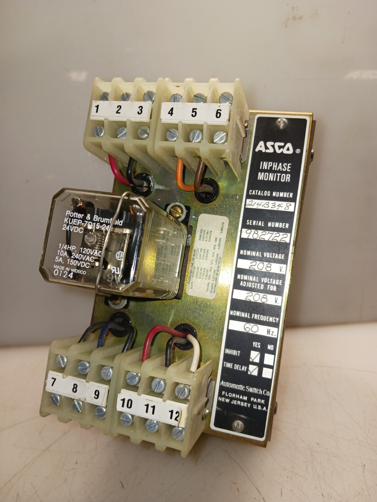 ASCO INPHASE MONITOR 208 VAC 214B348 | eBay