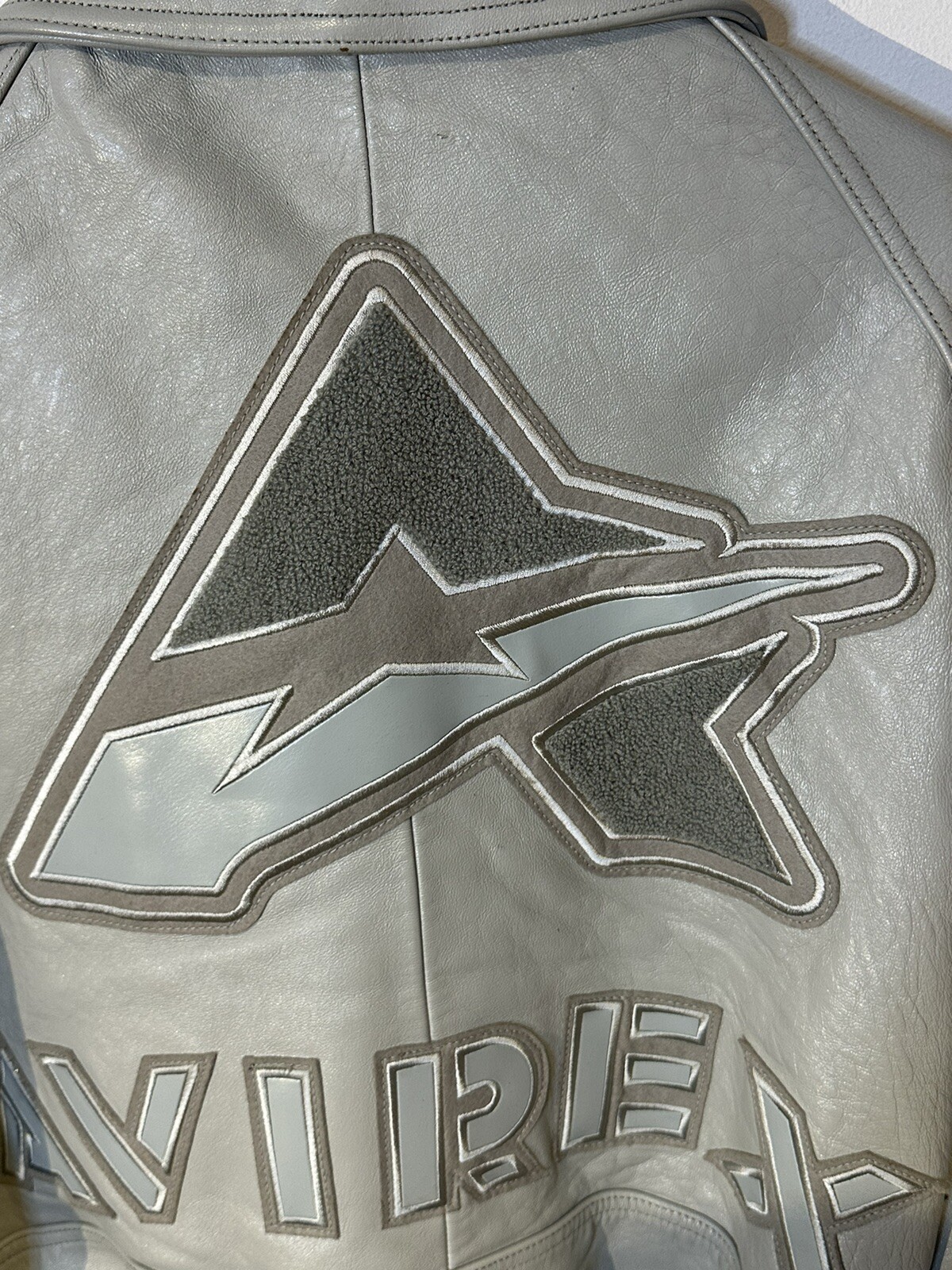 Vintage Avirex Hip Hop Grey Leather Letterman Bomber Varsity Jacket ...