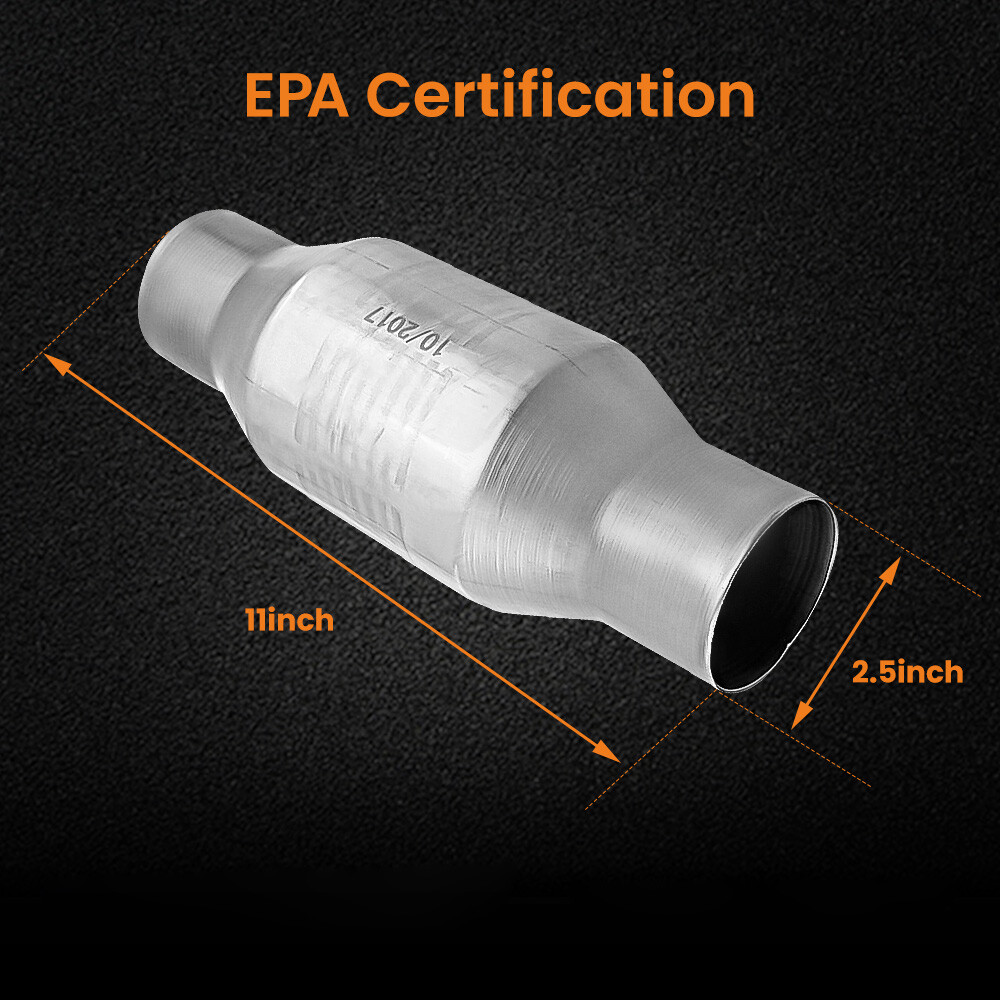 2x 2.5 Inch Universal Spun Catalytic Converter High Flow Stainless ...