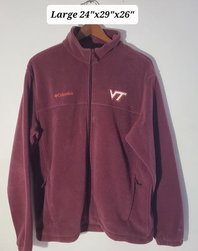 Virginia Tech VT Hokies Columbia Full Zip Maroon Fleece Large Jacket | eBay