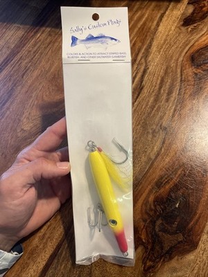 Salty’s Custom Plugs Stubby Needlefish. 1oz. Hand Turned Wood. 4x VMC ...