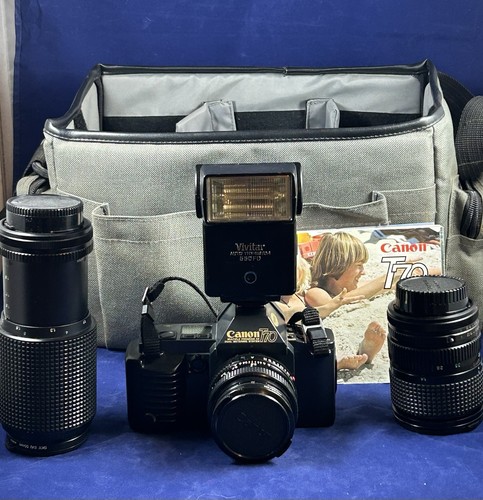 Canon T70 35mm SLR Film Camera with Accessories Selling for parts | eBay